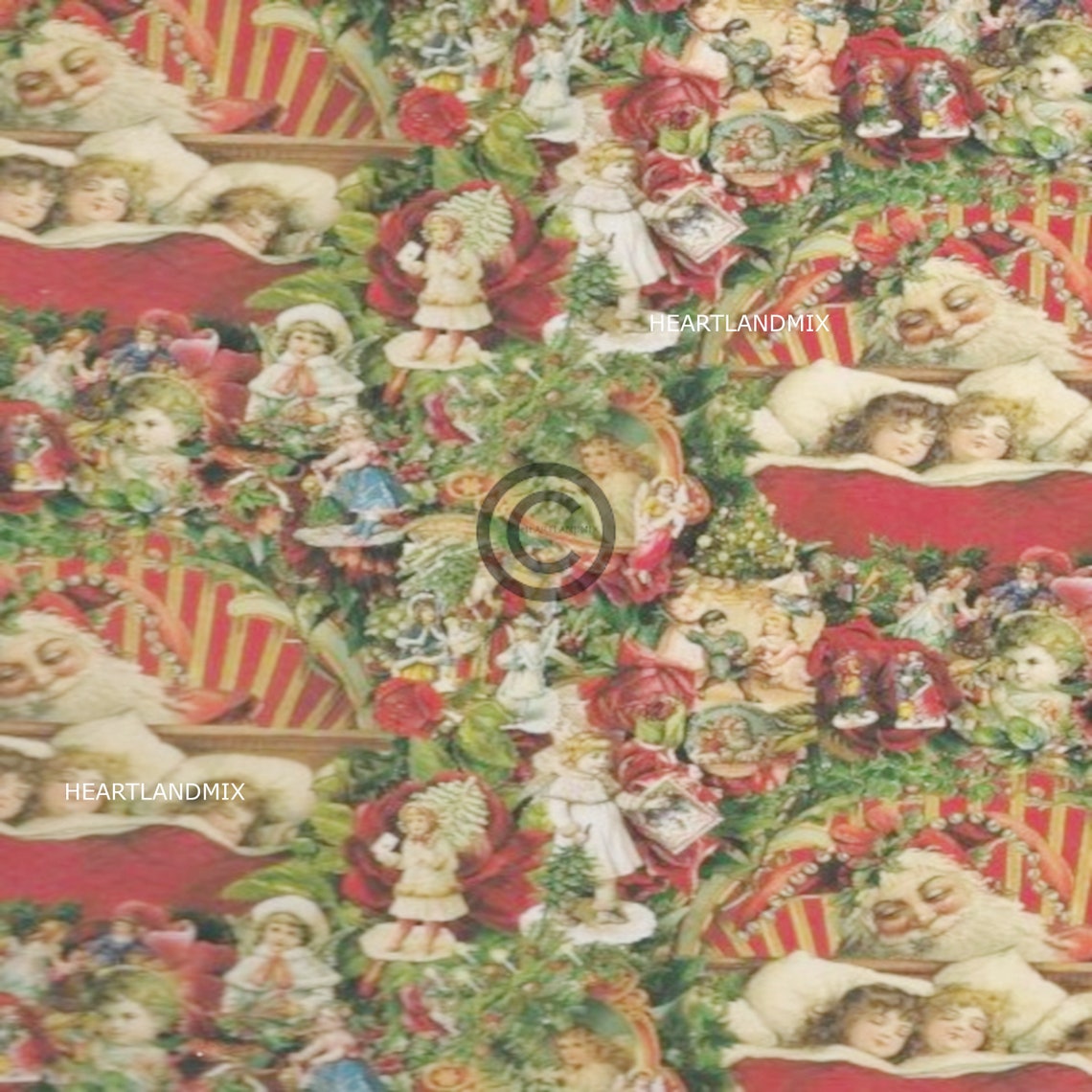 Victorian Christmas Wrapping Paper Victorian Santa Digital | Etsy