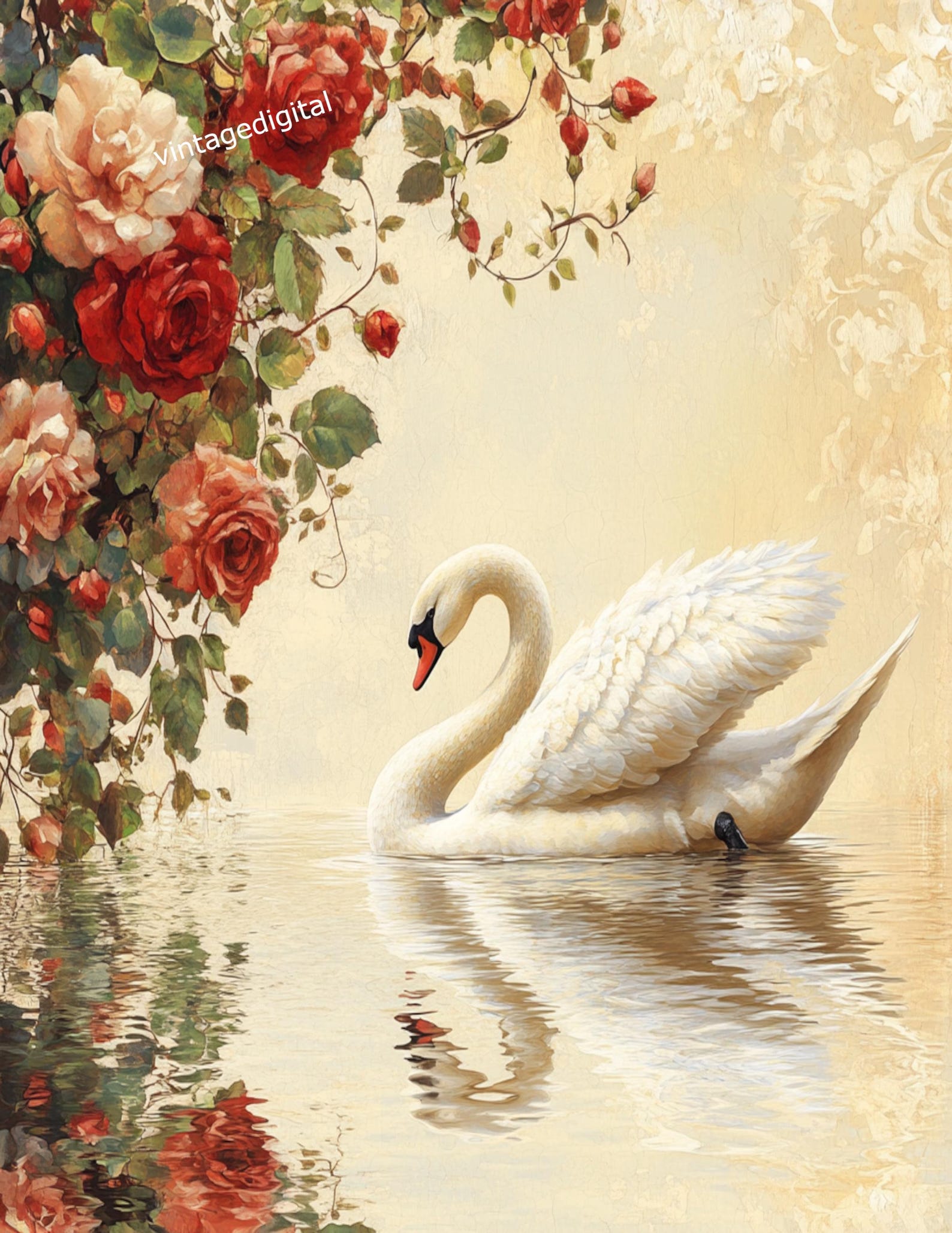 Floral Swan Decoupage Rice Paper - A4 Craft Paper - Etsy