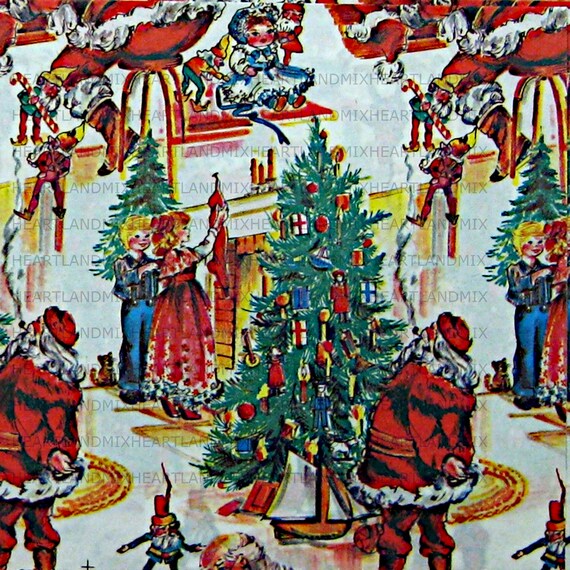 Vintage Old-fashioned Christmas Wrapping Paper Digital Image - Etsy