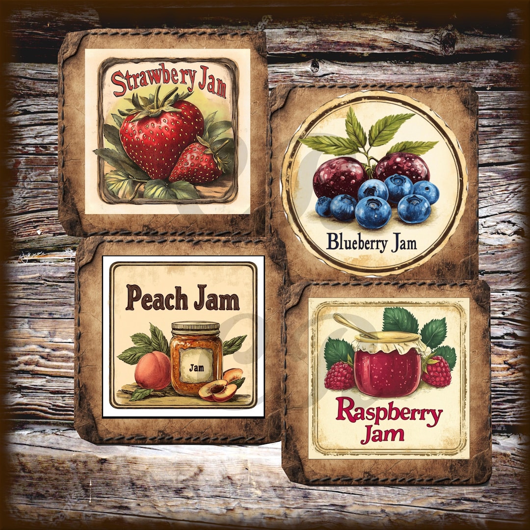 Vintage Farmhouse Fruit Jam Labels Printable Tags, Jelly Jar Labels ...