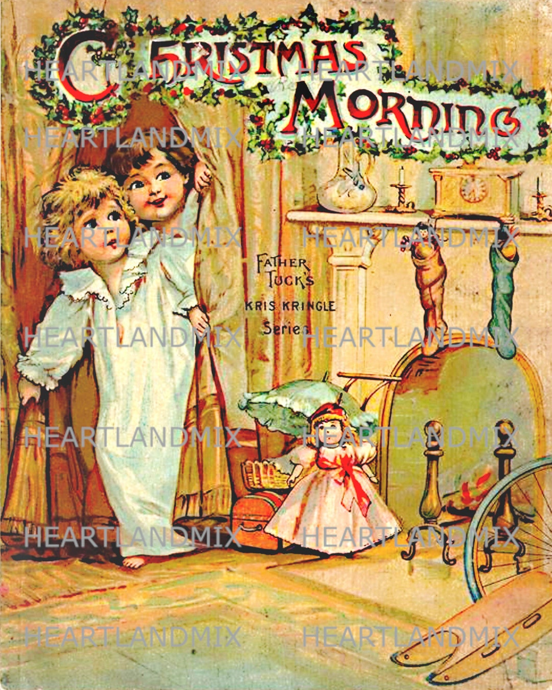 Vintage Christmas Morning Image Digital Printable Download - Etsy