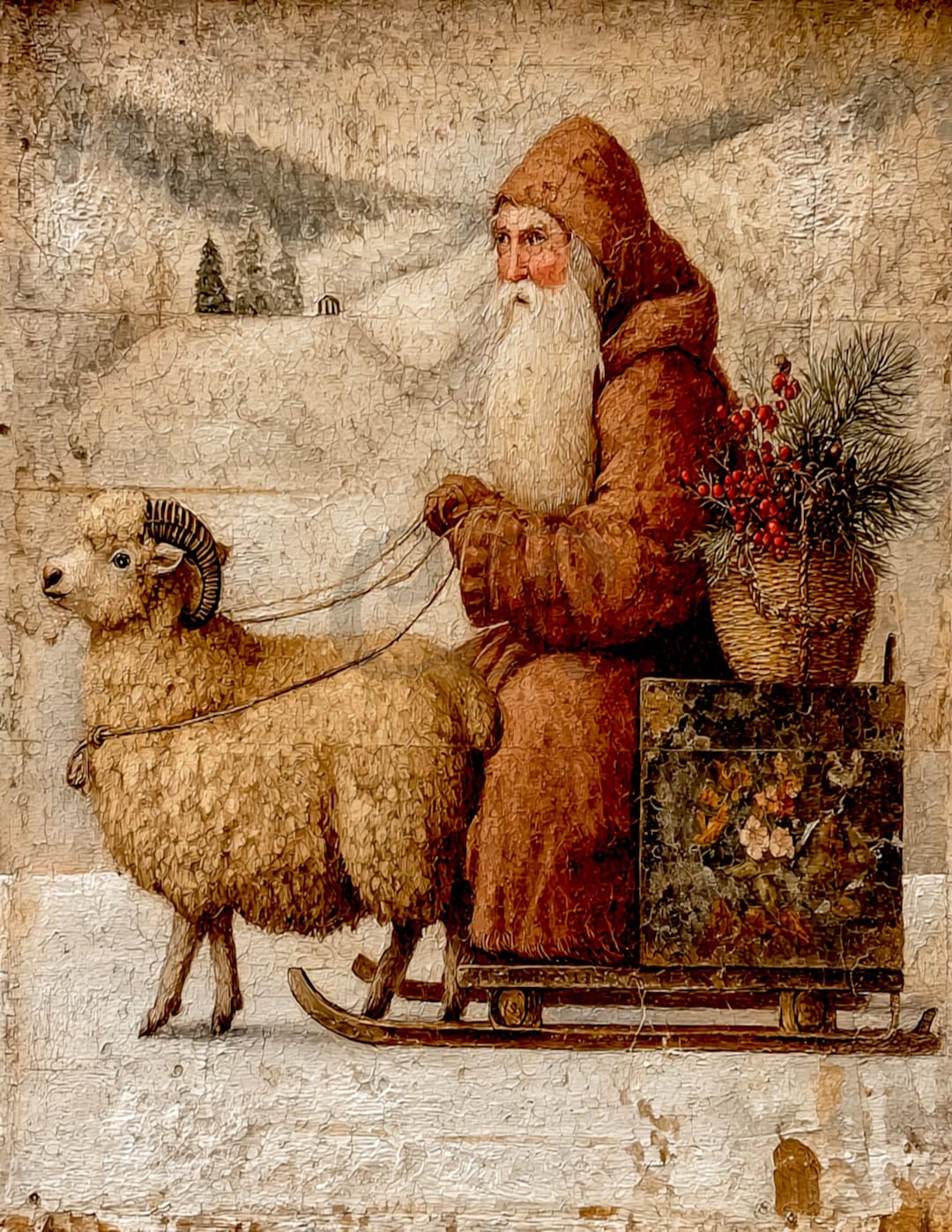 CANVAS PRINT Vintage Primitive Old World Santa Claus - Etsy