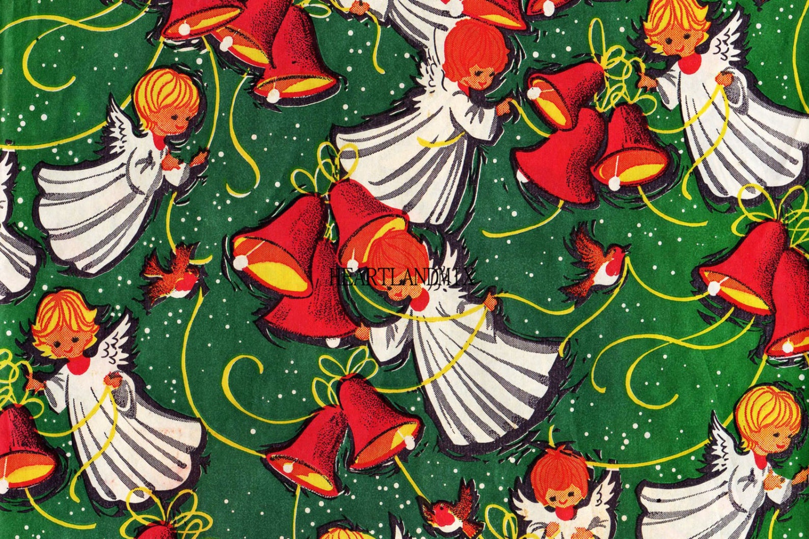 Christmas Wrapping Paper Angels and Bells Digital Image - Etsy
