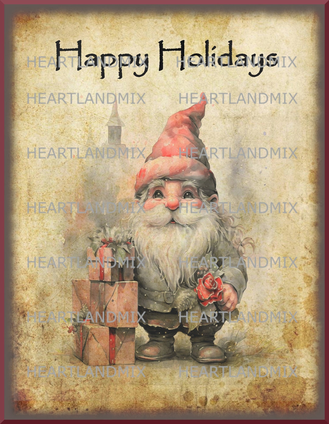 Happy Holidays GNOME Christmas Digital Image Download Printable - Etsy