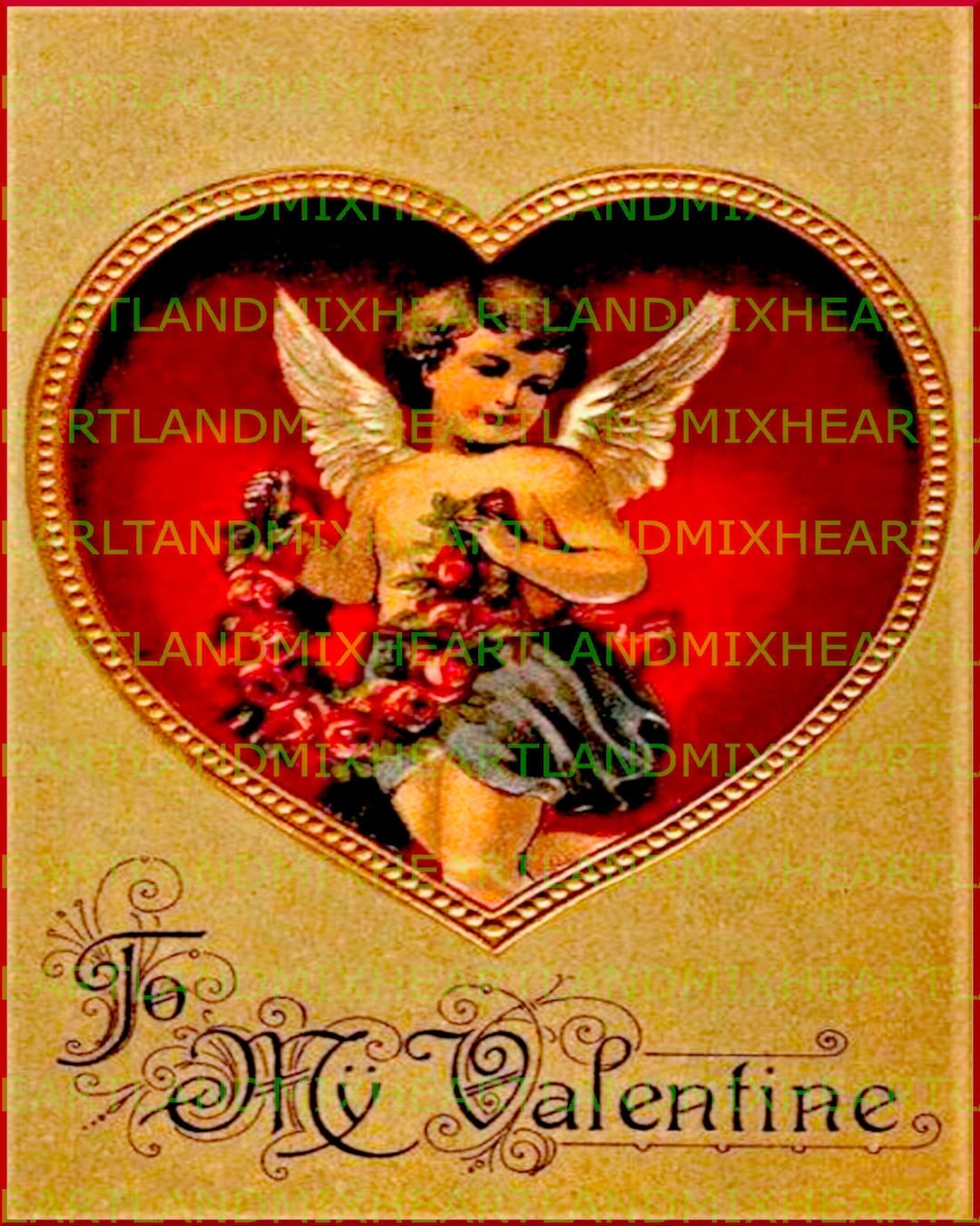 Vintage Victorian Valentine Card Wall Art Image Instant Download ...