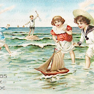 Victorian Vintage Seaside Digital Wall Art Image Download Printable ...