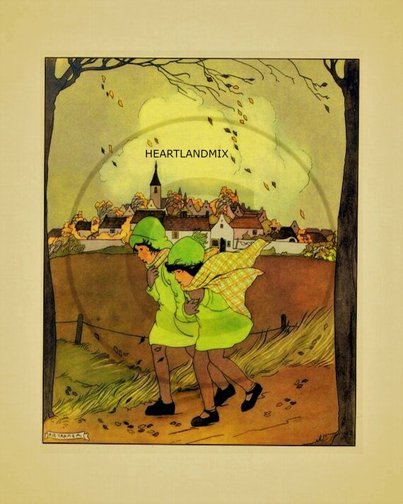 Vintage Welcome Fall Fairy Tale Illustration Wall | Etsy