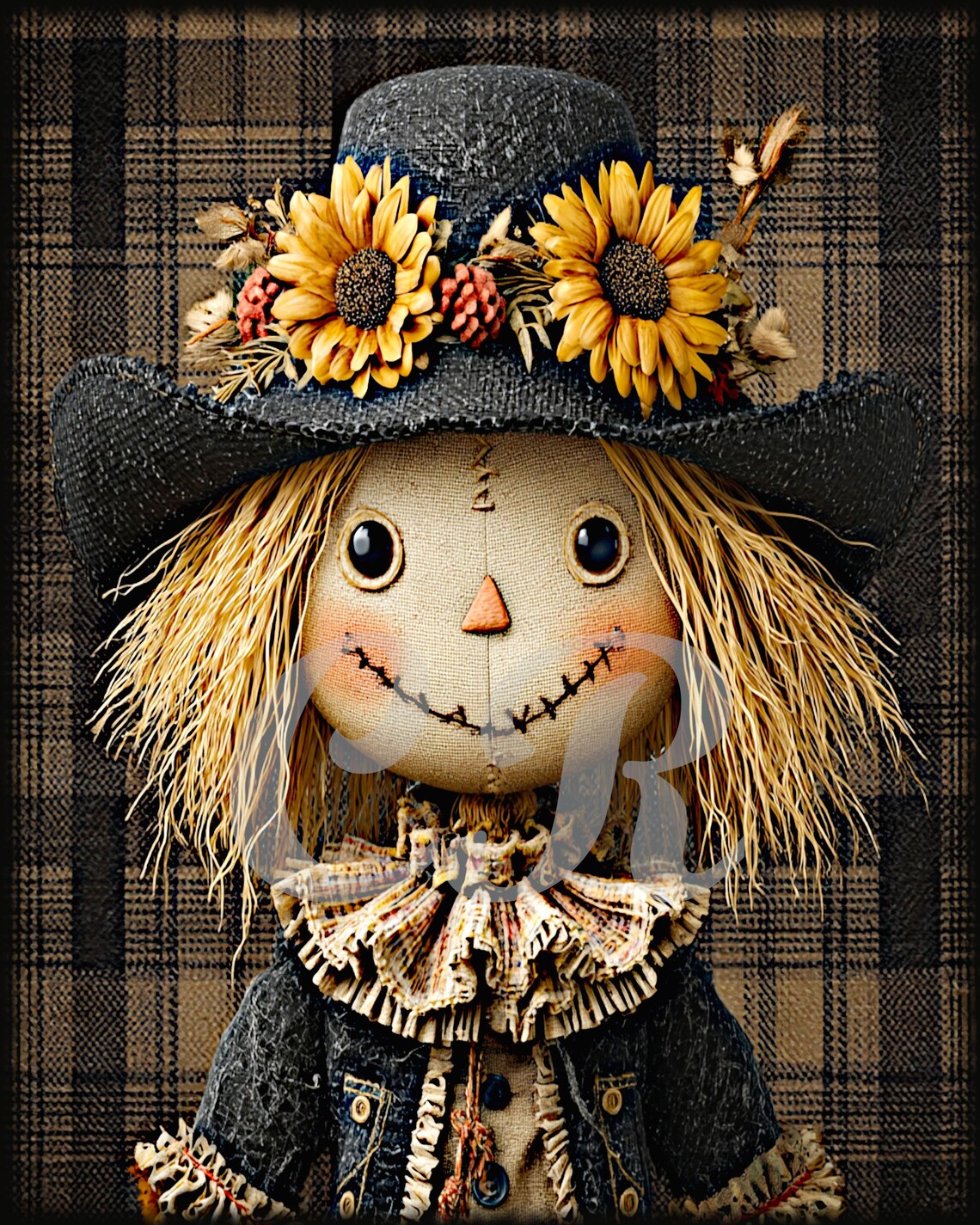 Vintage Scarecrow Wall Art Print: Farmhouse Country Decor (digital ...