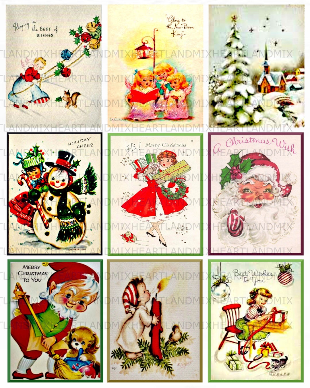 Vintage Christmas Retro Gift Tags Digital Download Printable Image ...