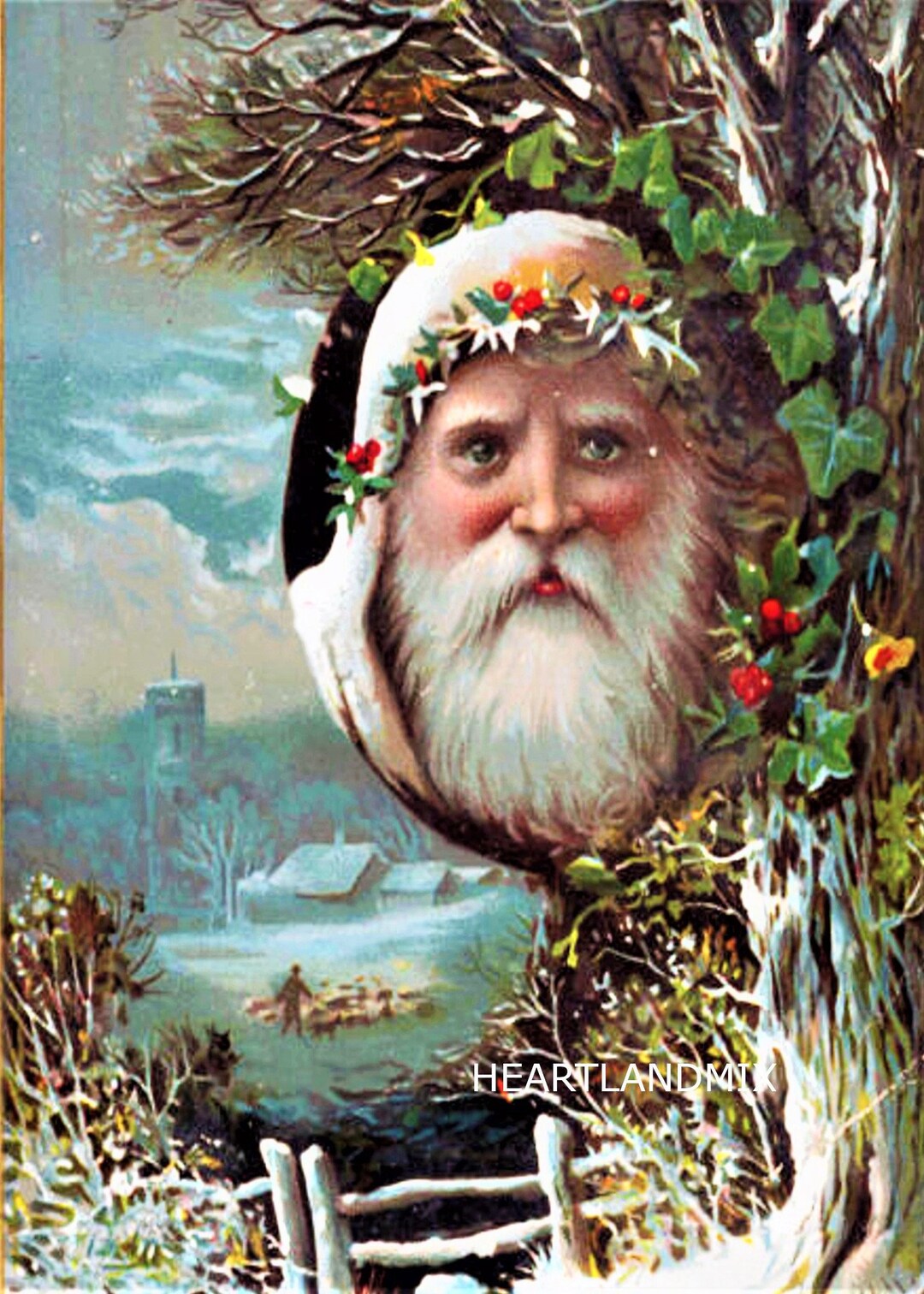 Father Christmas Vintage Christmas Image Digital Instant Download ...