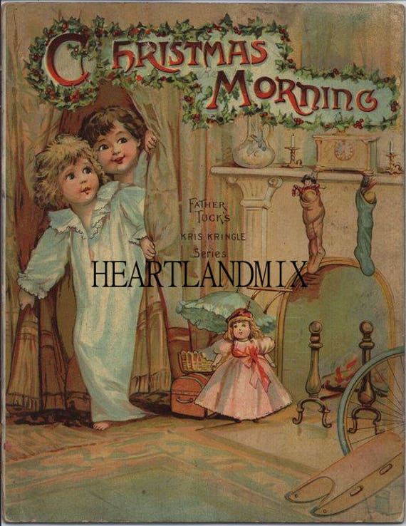 Vintage Christmas Morning Image Digital Printable Download | Etsy
