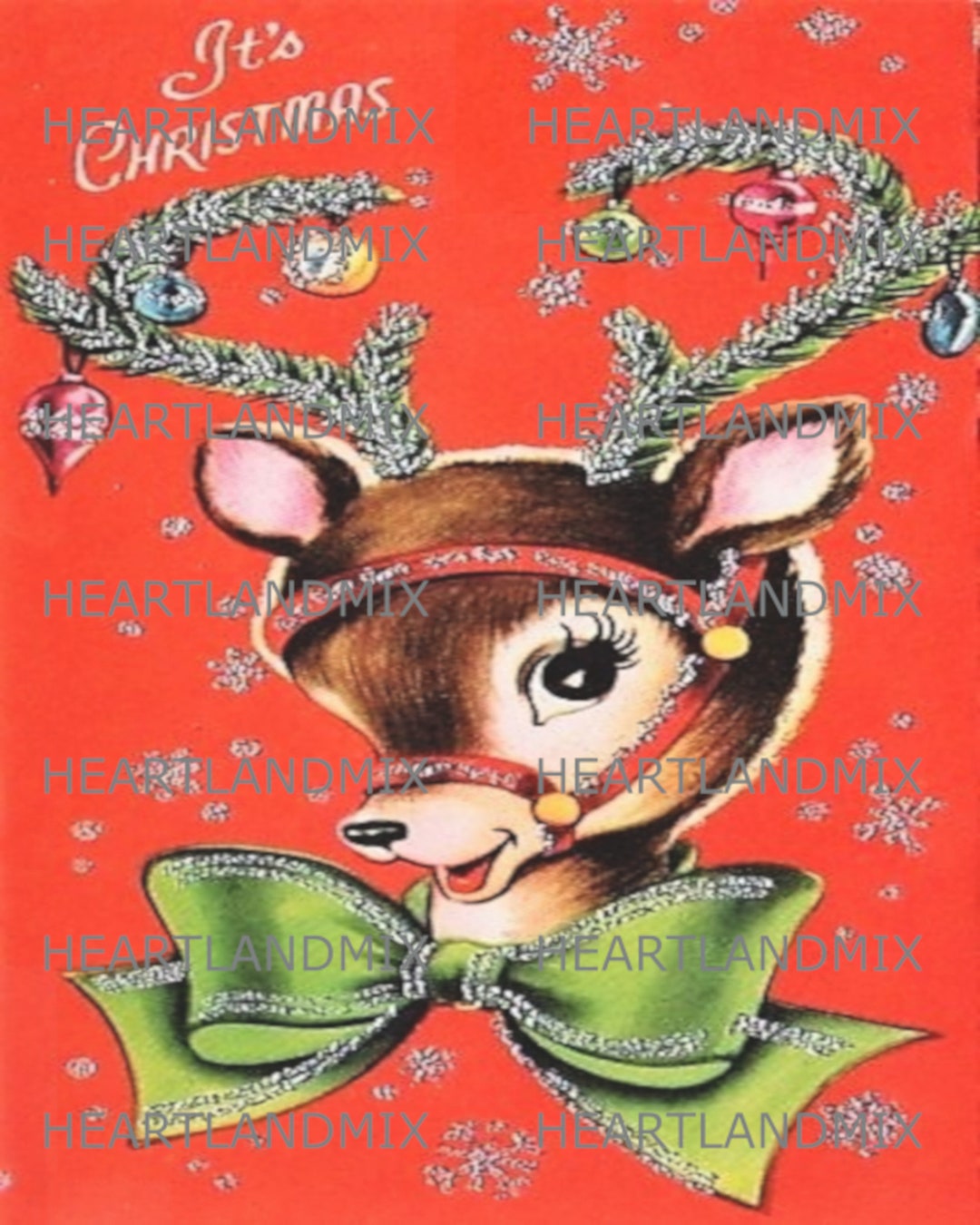 Glitter Reindeer Christmas Image Digital Download Printable - Etsy