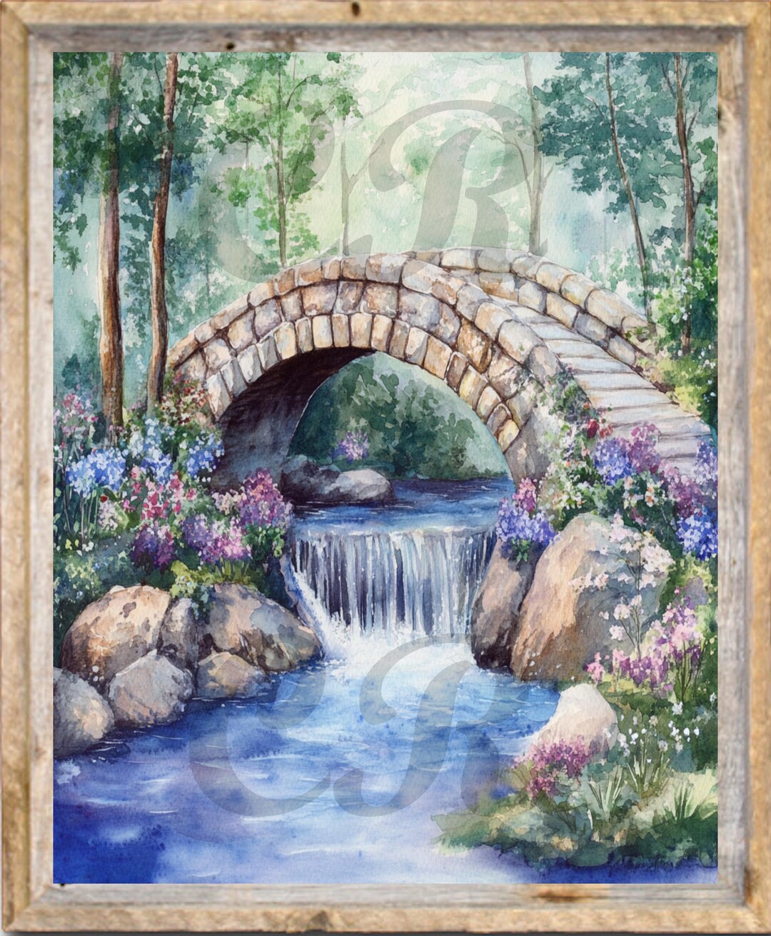Vintage Farmhouse Spring Stone Bridge Wall Art Print Digital Instant ...