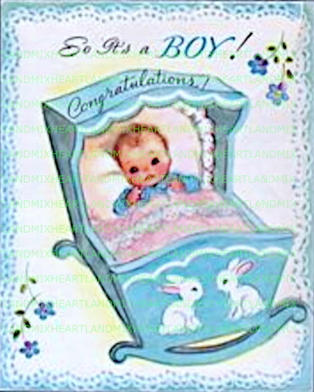 Vintage Baby Boy Card Digital Download Image Printable - Etsy