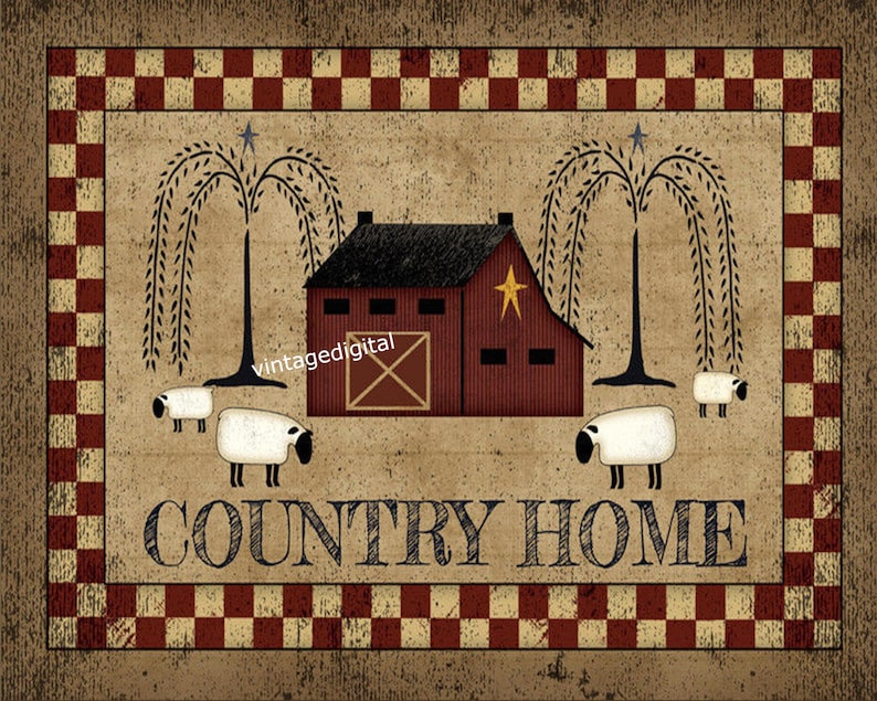 Vintage Primitive Farmhouse Country Home Folk Art Digital Download ...
