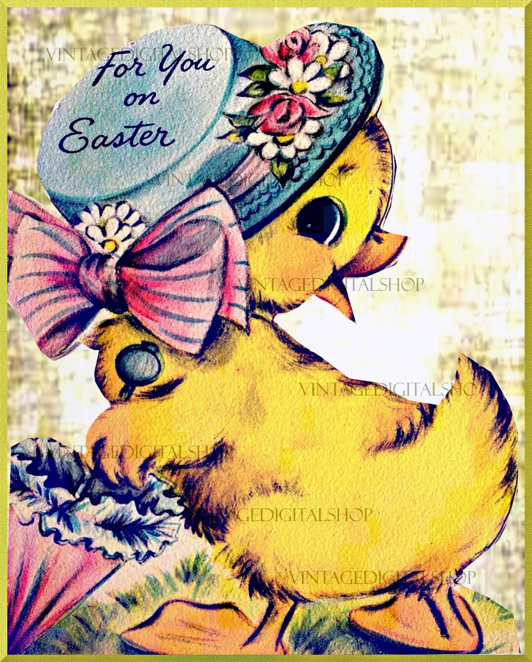 Vintage Easter Duck Digital Image Postcard Instant Download Printable ...