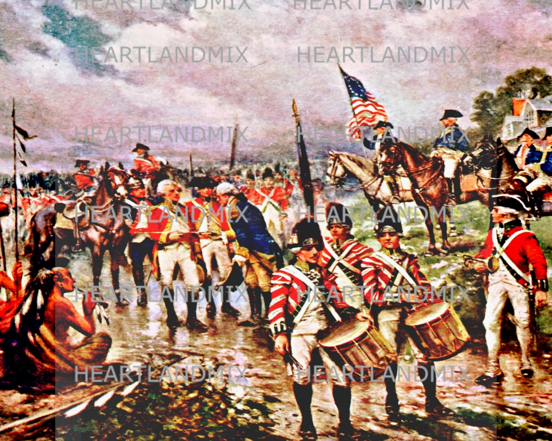 Antique Vintage Revolutionary War Saratoga Patriotic Military Image ...