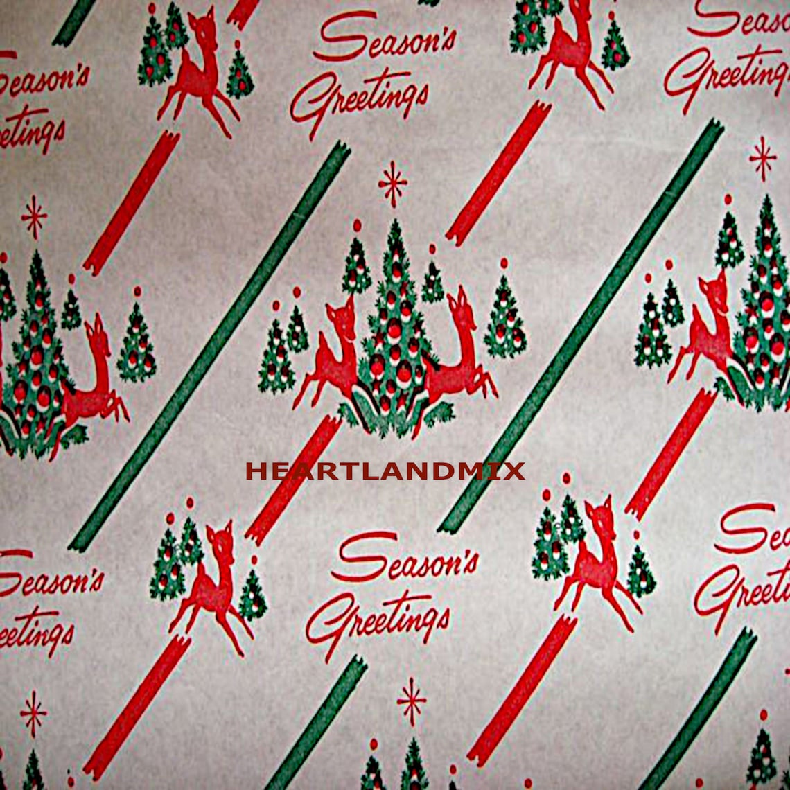 Retro Christmas Wrapping Paper Vintage Christmas Trees Digital | Etsy