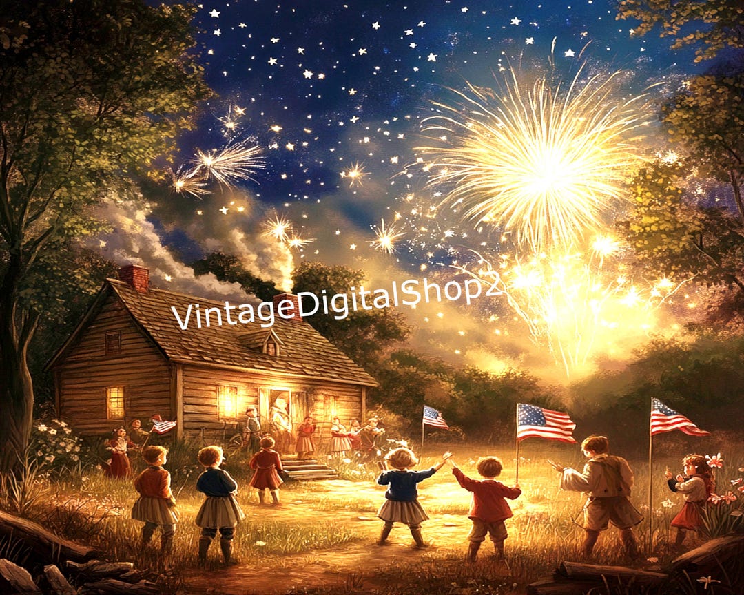 Vintage Farmhouse Colonial Digital Image 4th of July Celebrations ...