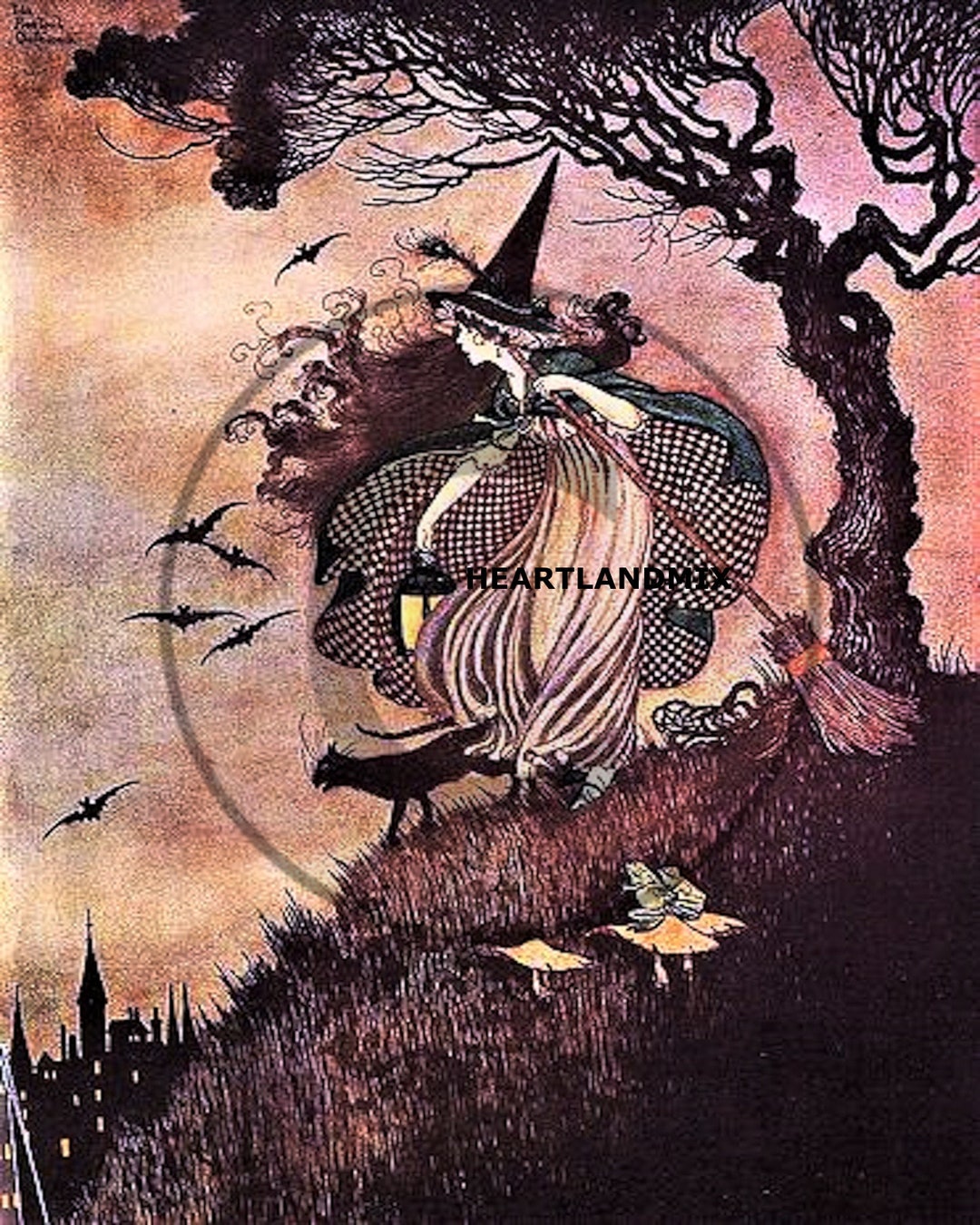 Vintage Digital Halloween Witch Image Download Printable - Etsy