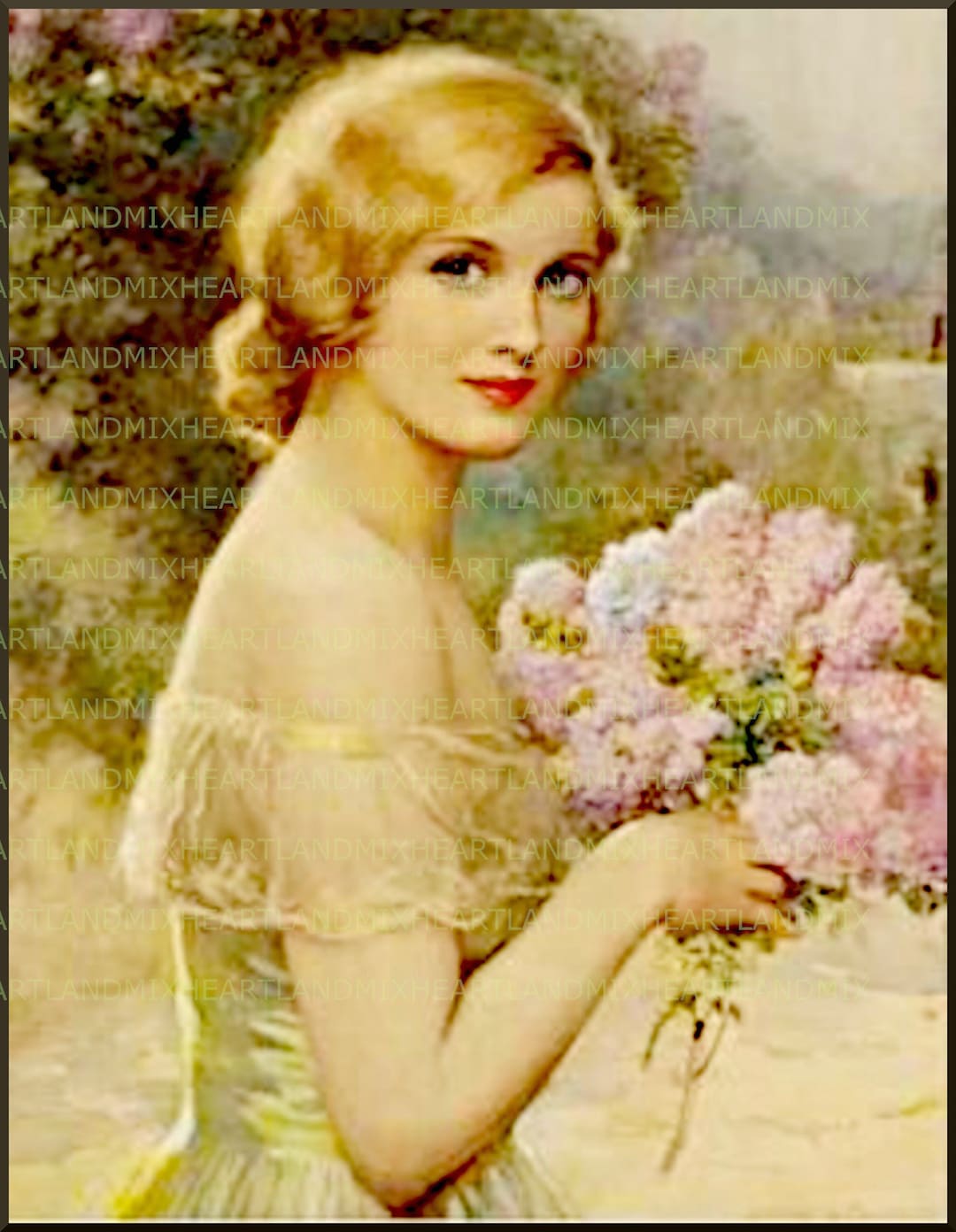 Antique Vintage Victorian Lady in Spring With Lilac's Digital Wall Art ...