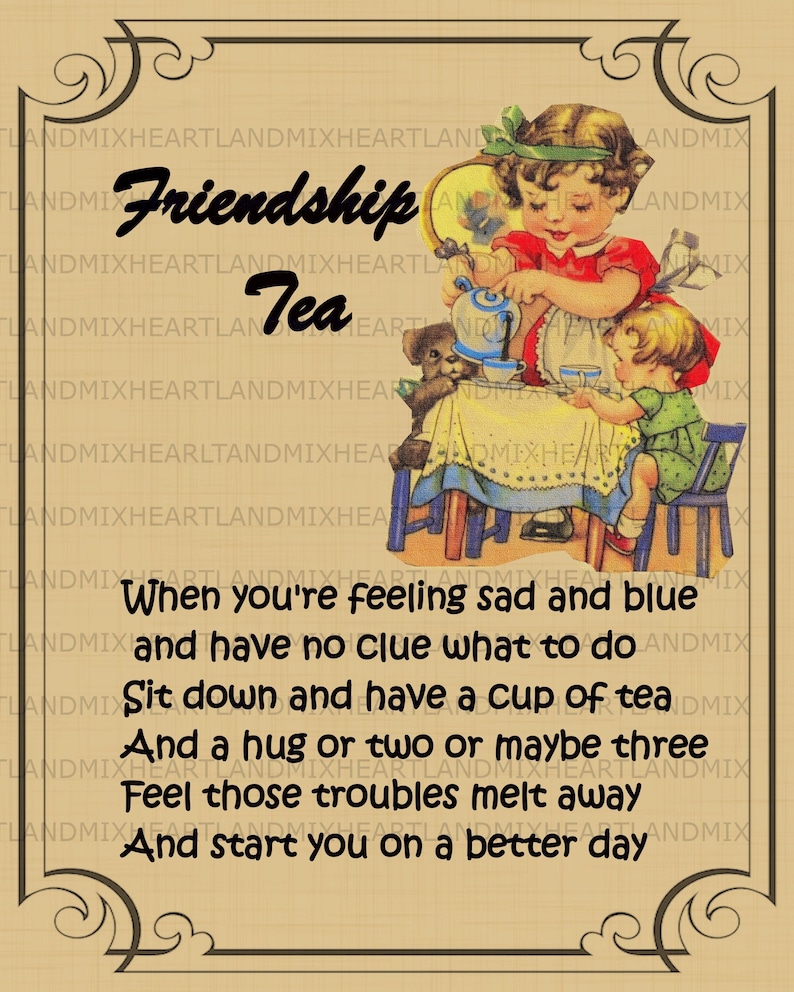 Vintage Friendship Tea Poem Wall Decor Print Home Decor Wall - Etsy