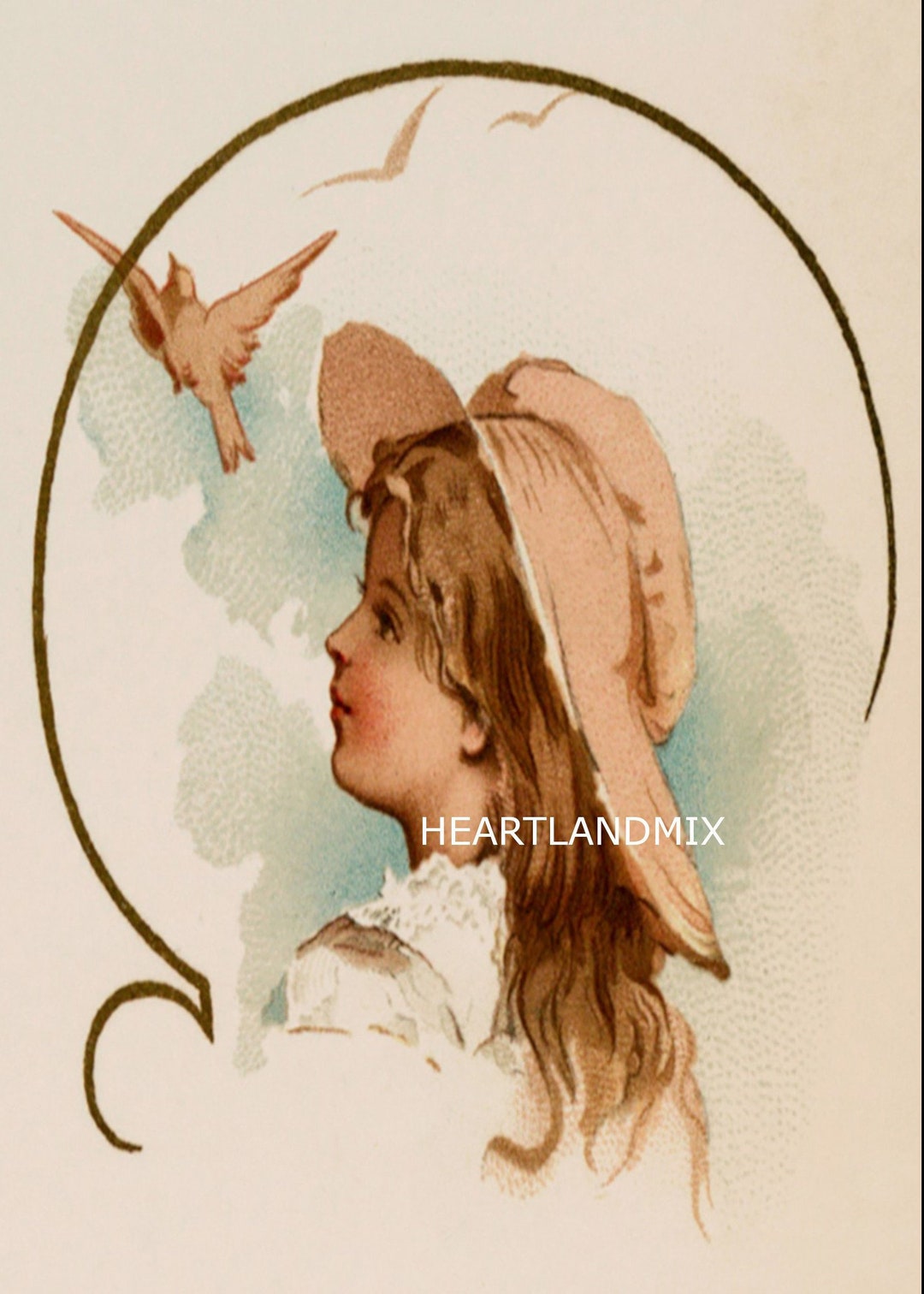 Antique Vintage Victorian Girl and Doves Digital Image Download ...