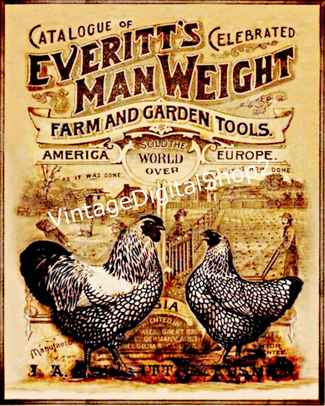 Vintage Farm and Garden Tools Farmhouse Advertising Digital Image ...
