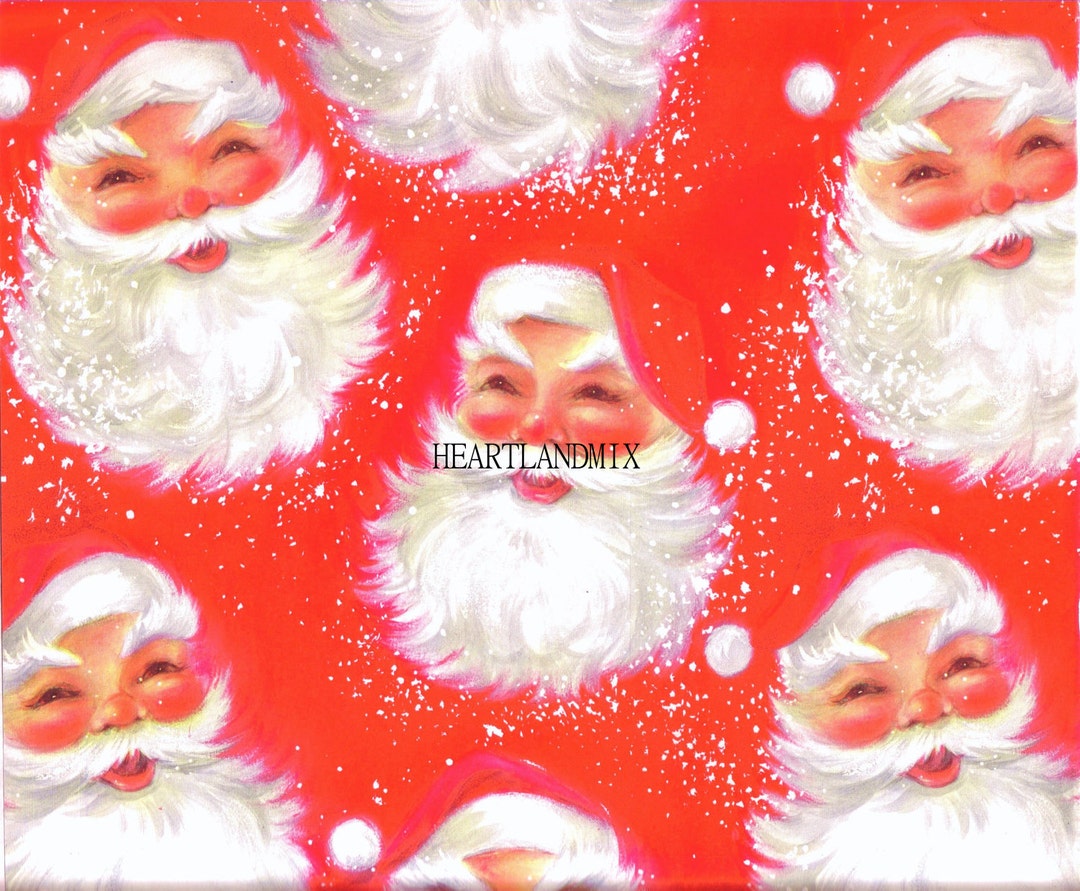 Printable Santa Face Christmas Wrapping Paper (Instant Download) - Etsy