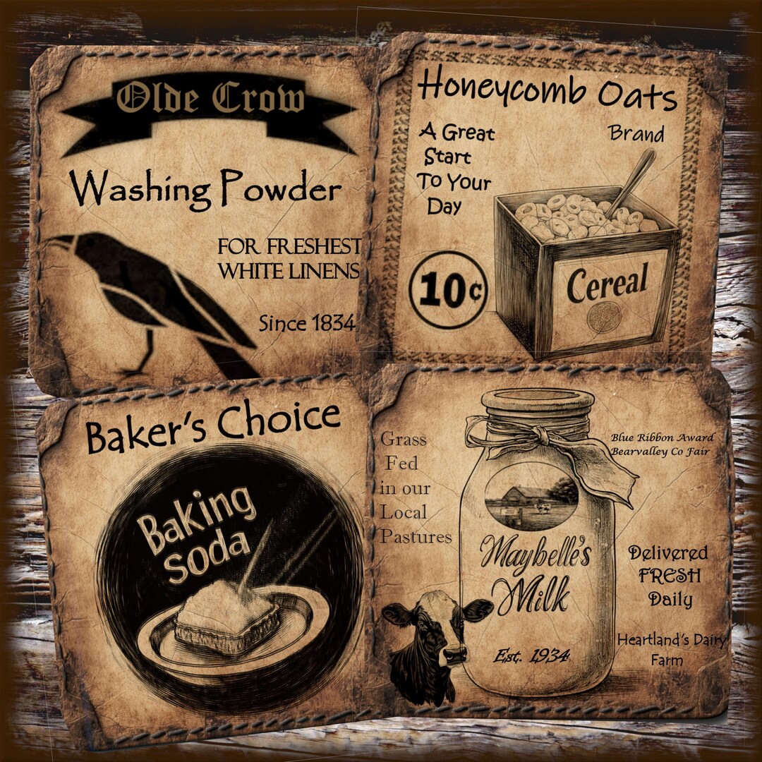 Vintage Farmhouse Pantry Labels: Printable Digital Collage (digital ...