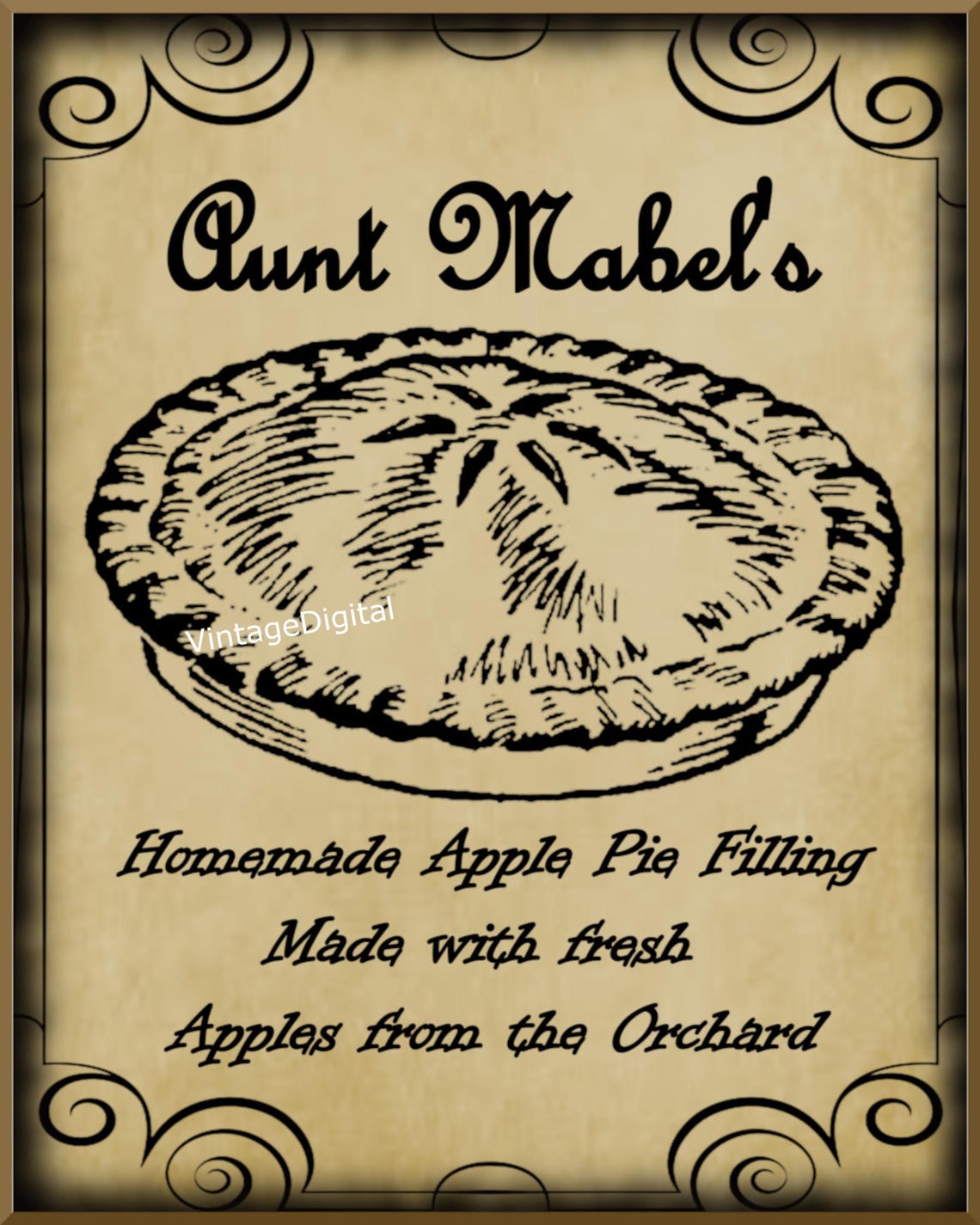 Vintage Apple Pie Filling Label: Farmhouse Kitchen Printable (digital ...
