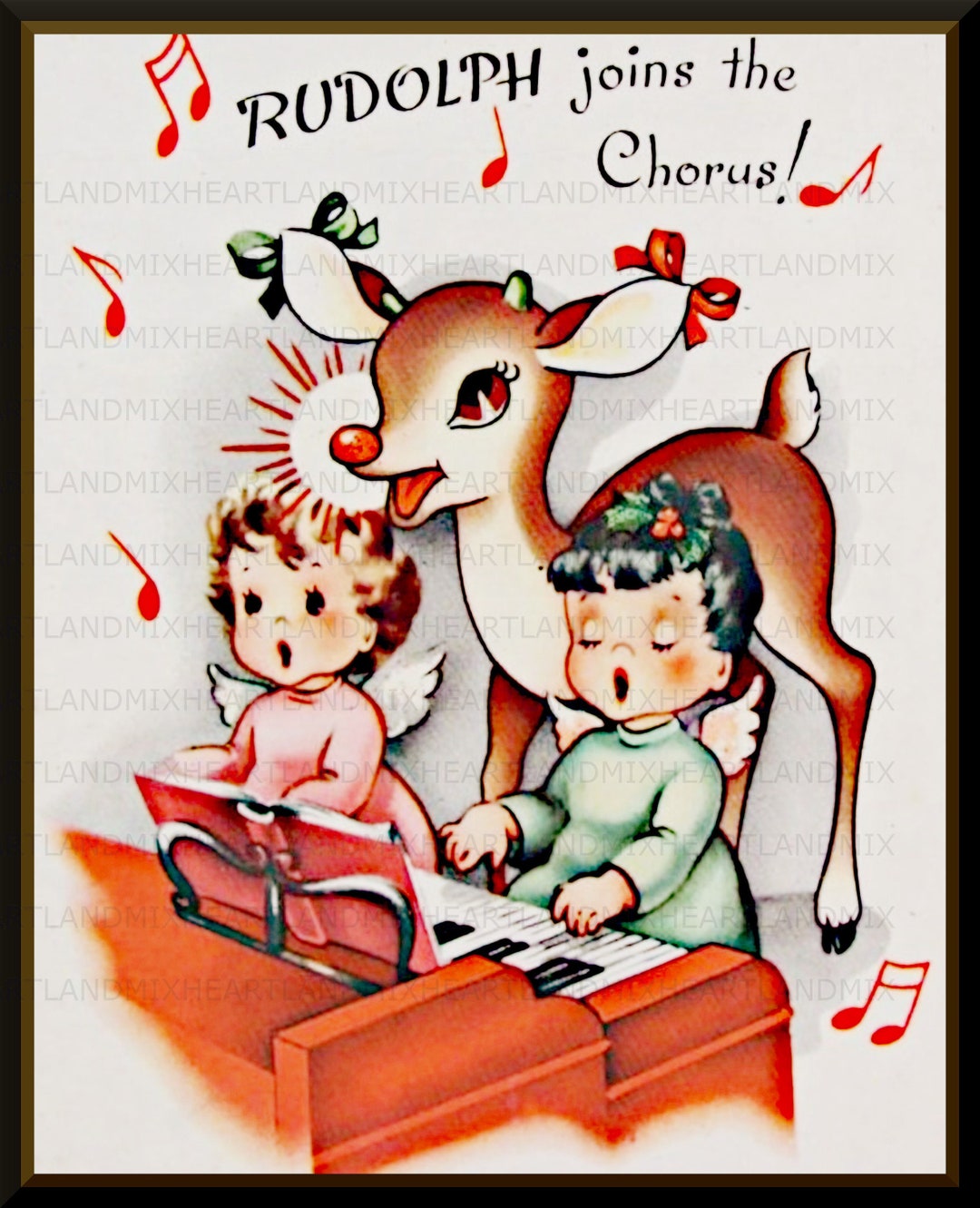 Rudolph Reindeer Vintage Christmas Image Digital Download Printable - Etsy