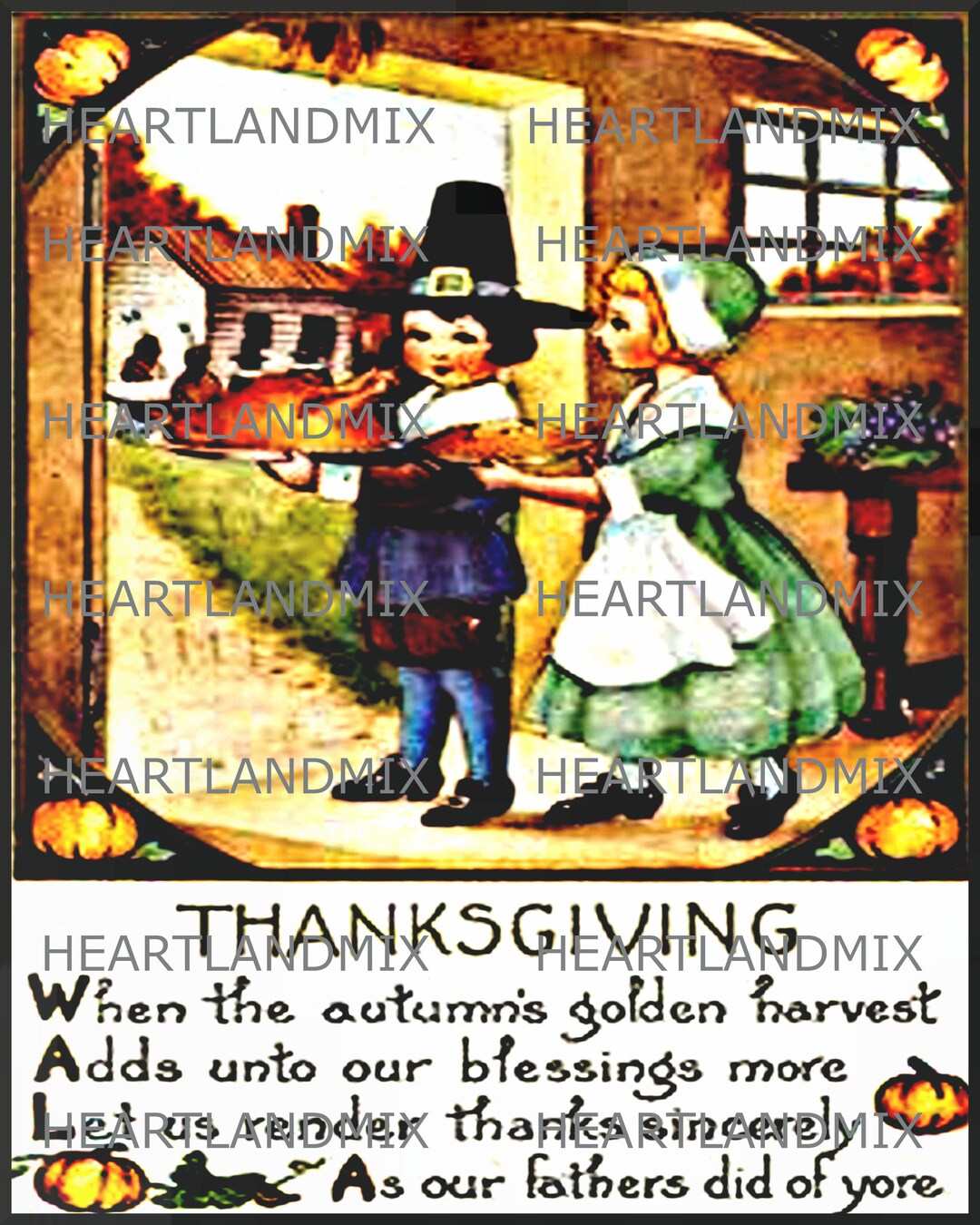 Thanksgiving Turkey Greetings Vintage Digital Image Download Printable ...