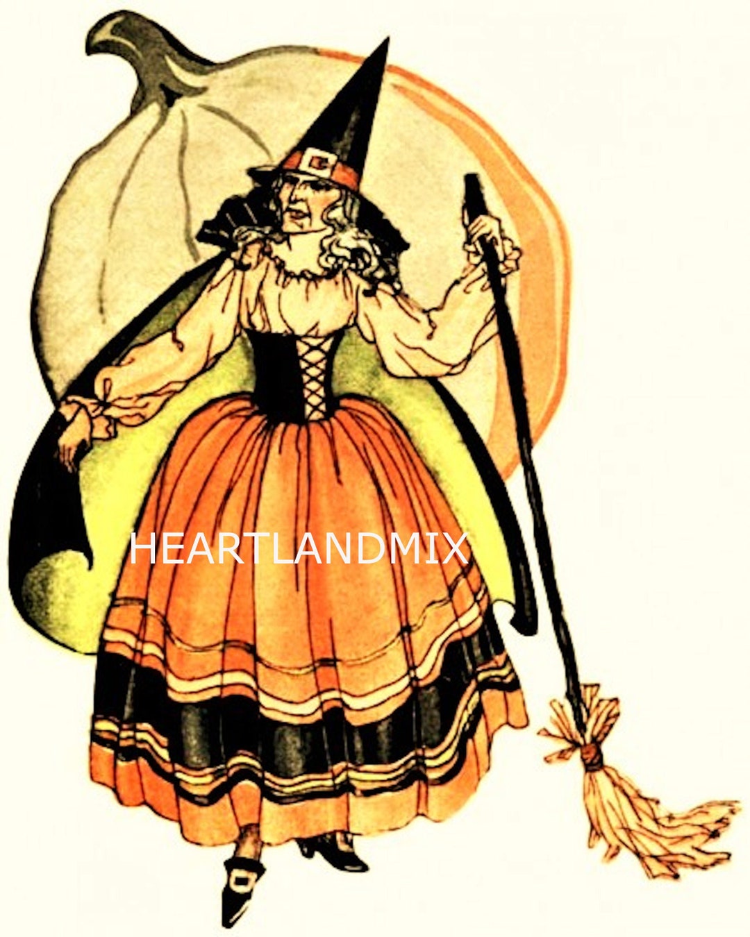 Vintage Digital Halloween WITCH Illustration Image Download Printable 2 ...
