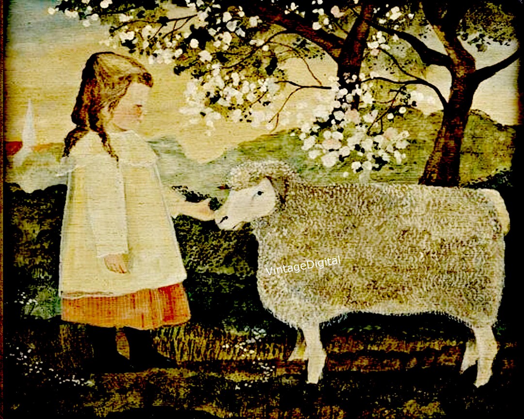 Decoupage Rice Paper, A4 Primitive Girl and Sheep Decoupage Paper ...