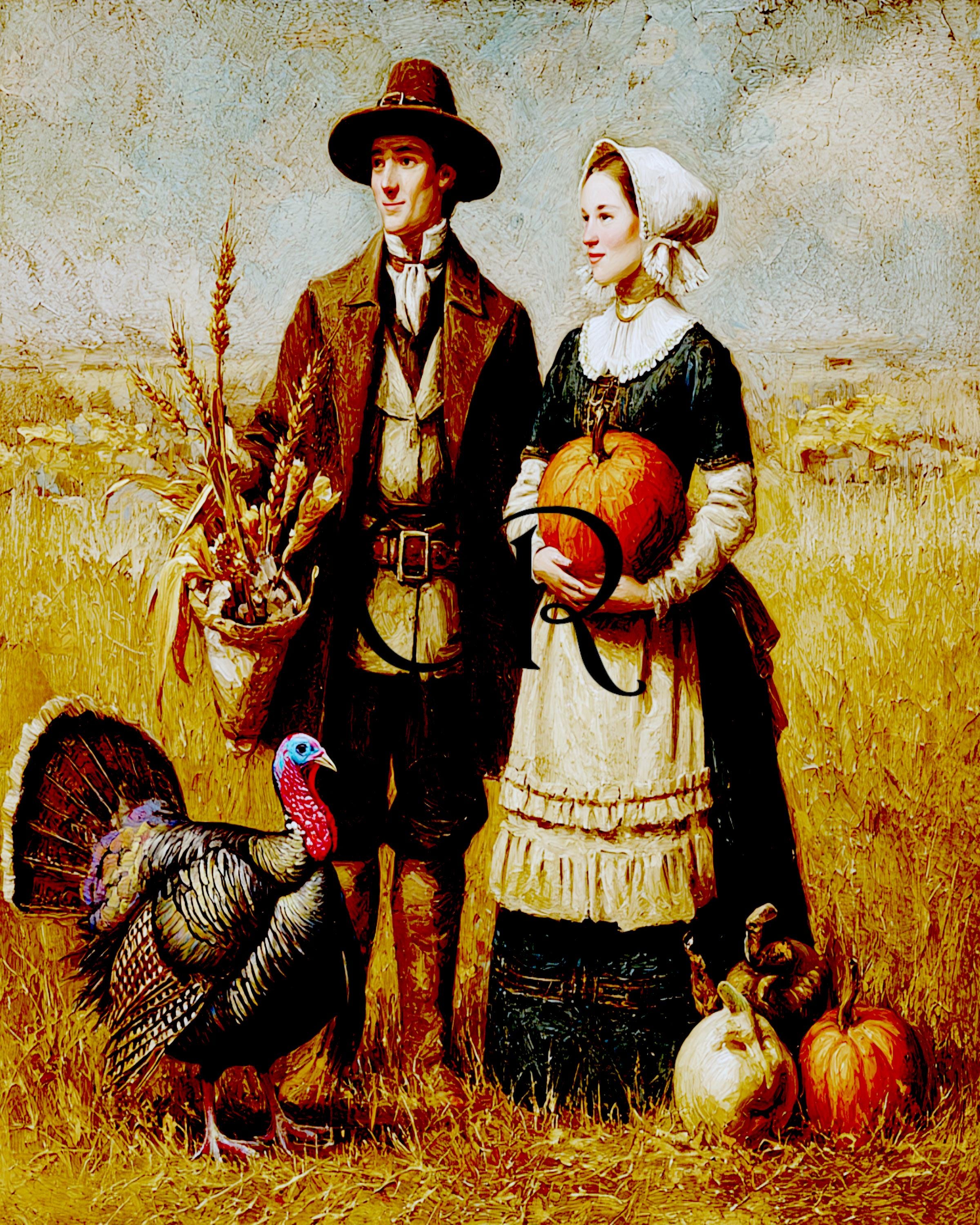 Vintage Colonial Pilgrim's Thanksgiving Printable Digital Art Image ...