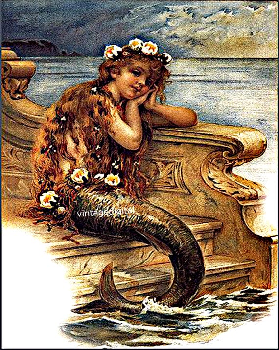 Victorian Mermaid Painting Profile For The Vintage Mermaid