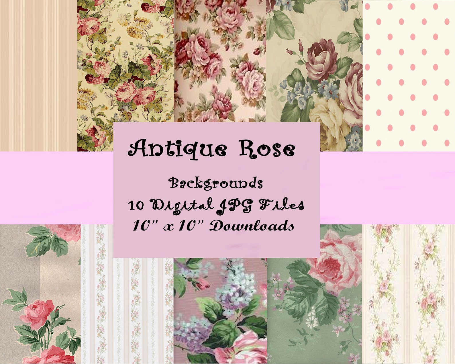 Vintage Antique Rose Digital Paper, Pink Rose Digital Paper Pack, Pink ...