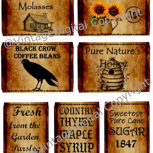 Digital Country Store Labels, Primitive Pantry Labels, Printable ...