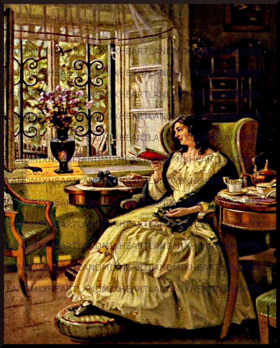Victorian Lady Reader Image Gift Tag/card Digital Printable Download - Etsy