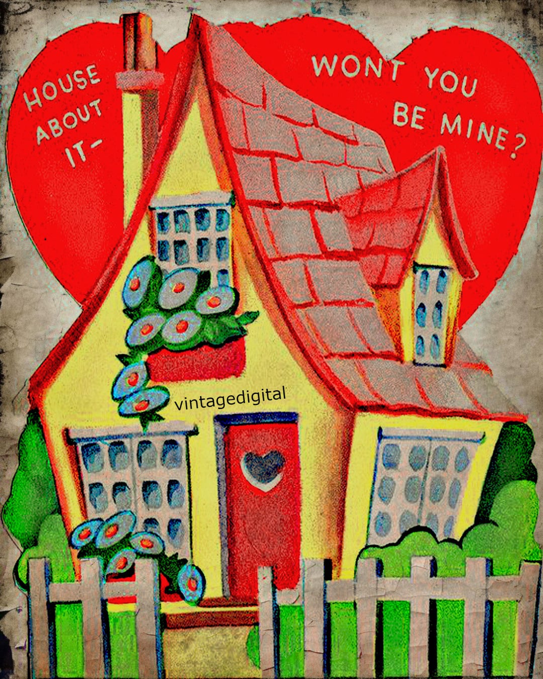 Vintage Valentine Card Image Download Printable Art House Cottage - Etsy