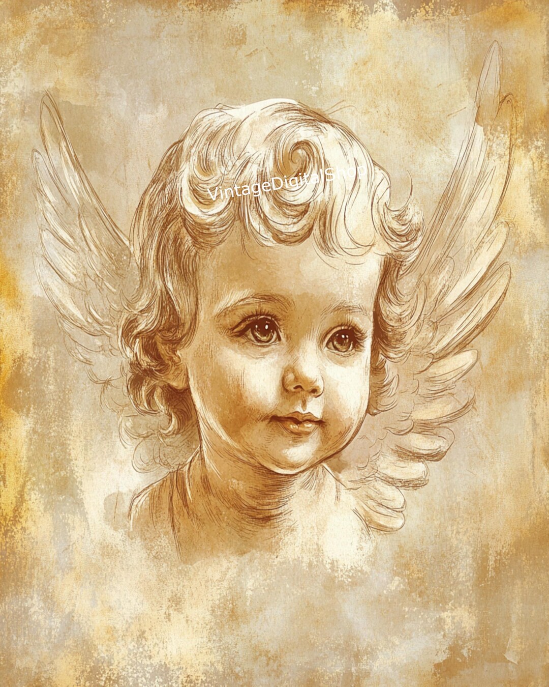 Vintage Cherub Digital Download Printable Wall Art, Decoupage ...