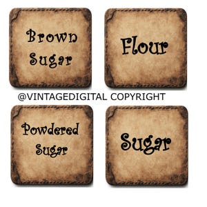 Vintage Primitive Farmhouse Baking Pantry Labels Digital Download ...