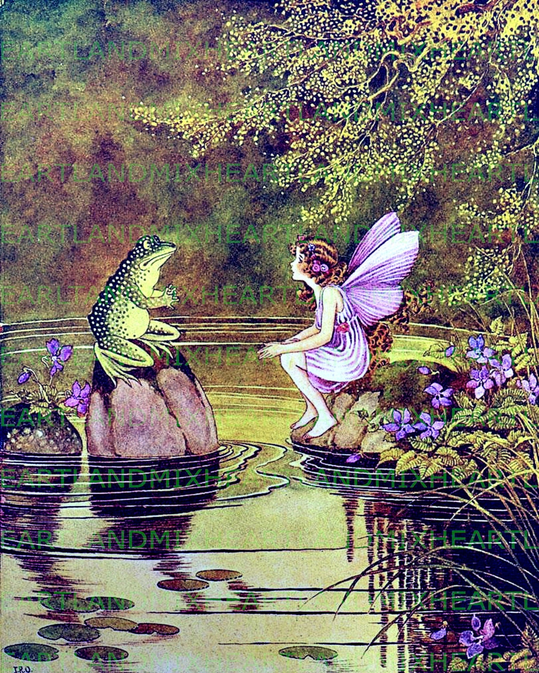 FAIRY and FROG Storybook Vintage Illustration Digital Vintage Fairy ...
