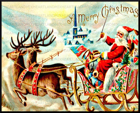 Santas Sleigh And Reindeer