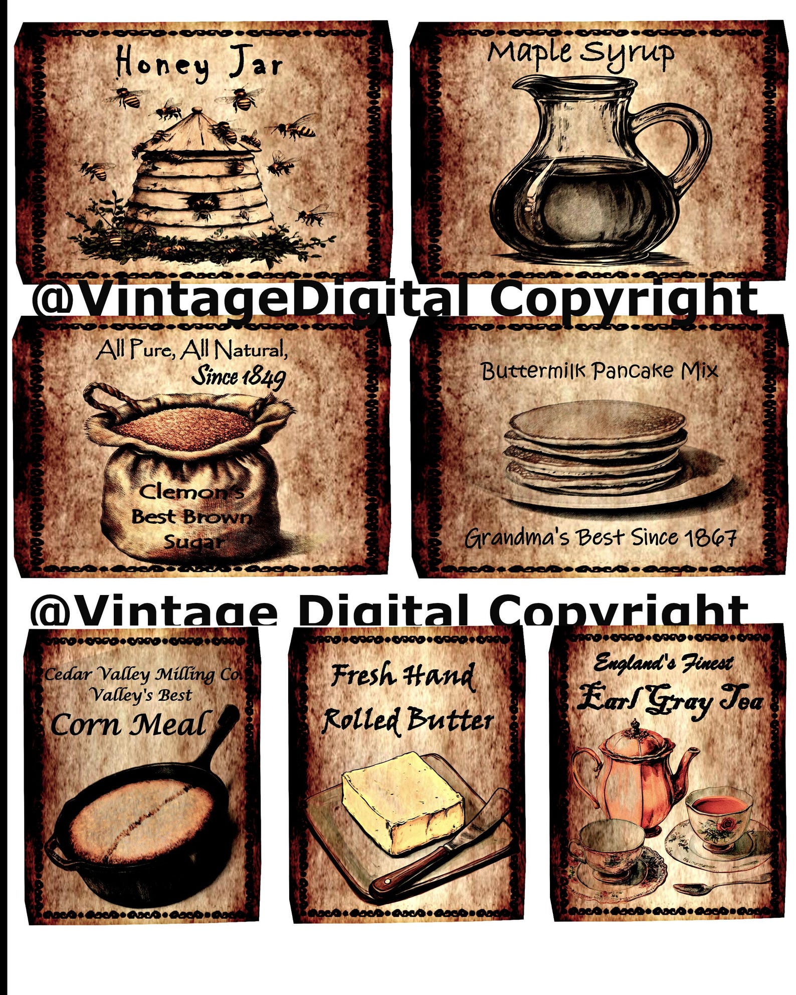 Vintage Breakfast Pantry Labels: Printable Ephemera (digital Download ...