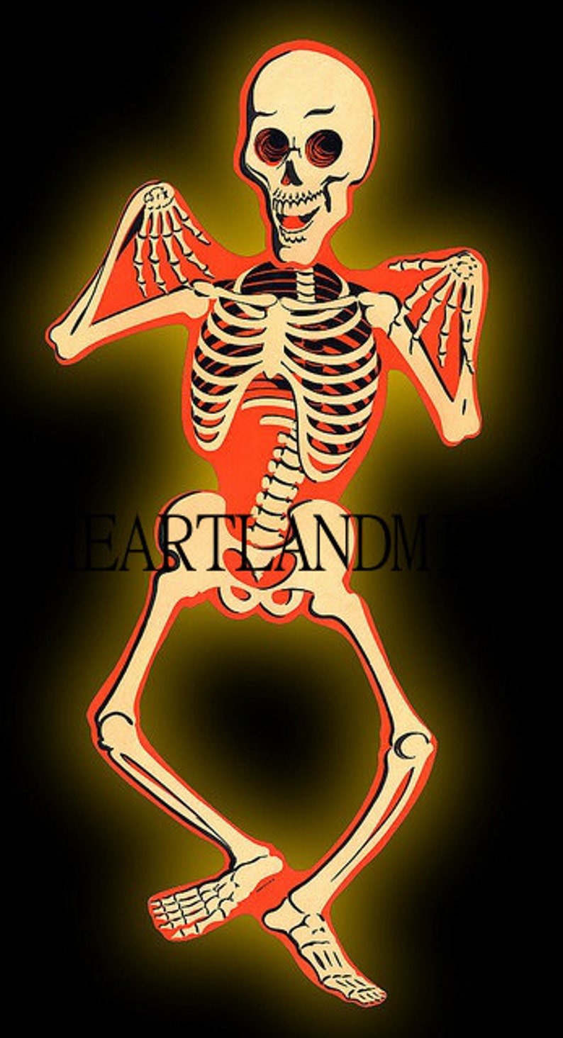 Halloween Skeleton Vintage Digital image | Etsy