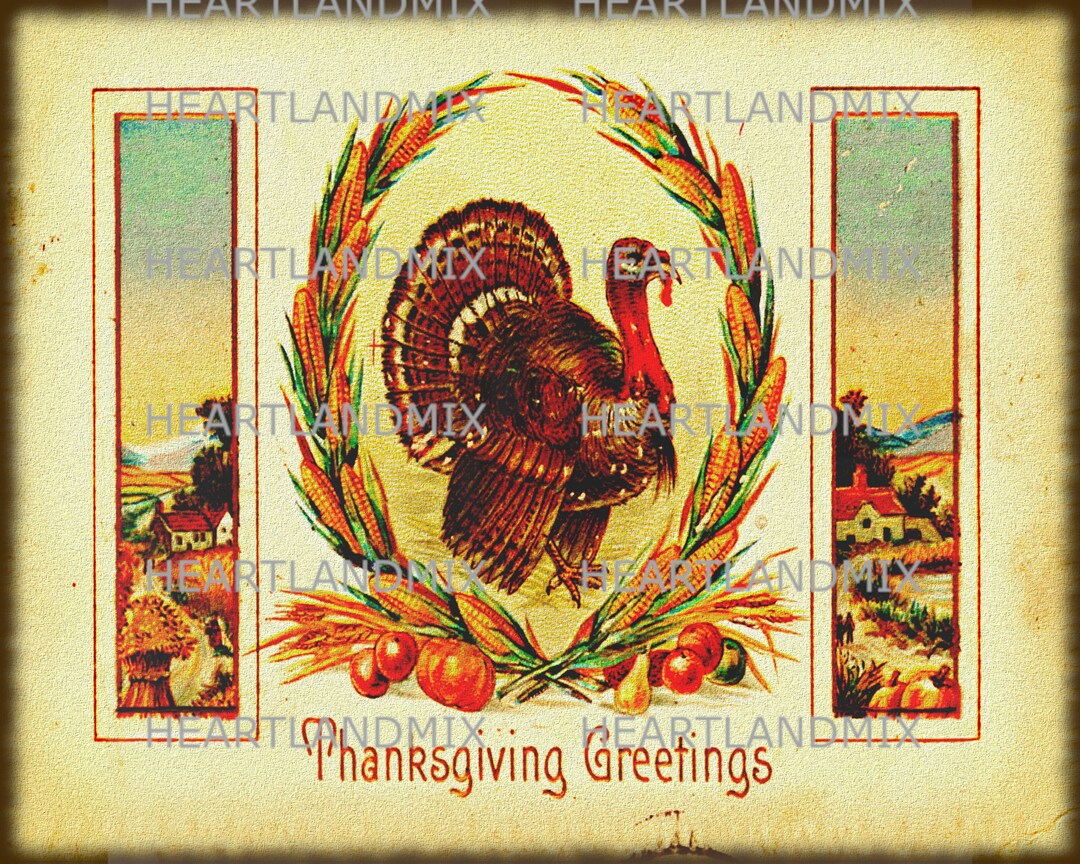 Thanksgiving Turkey Greetings Vintage Digital Image Download Printable ...