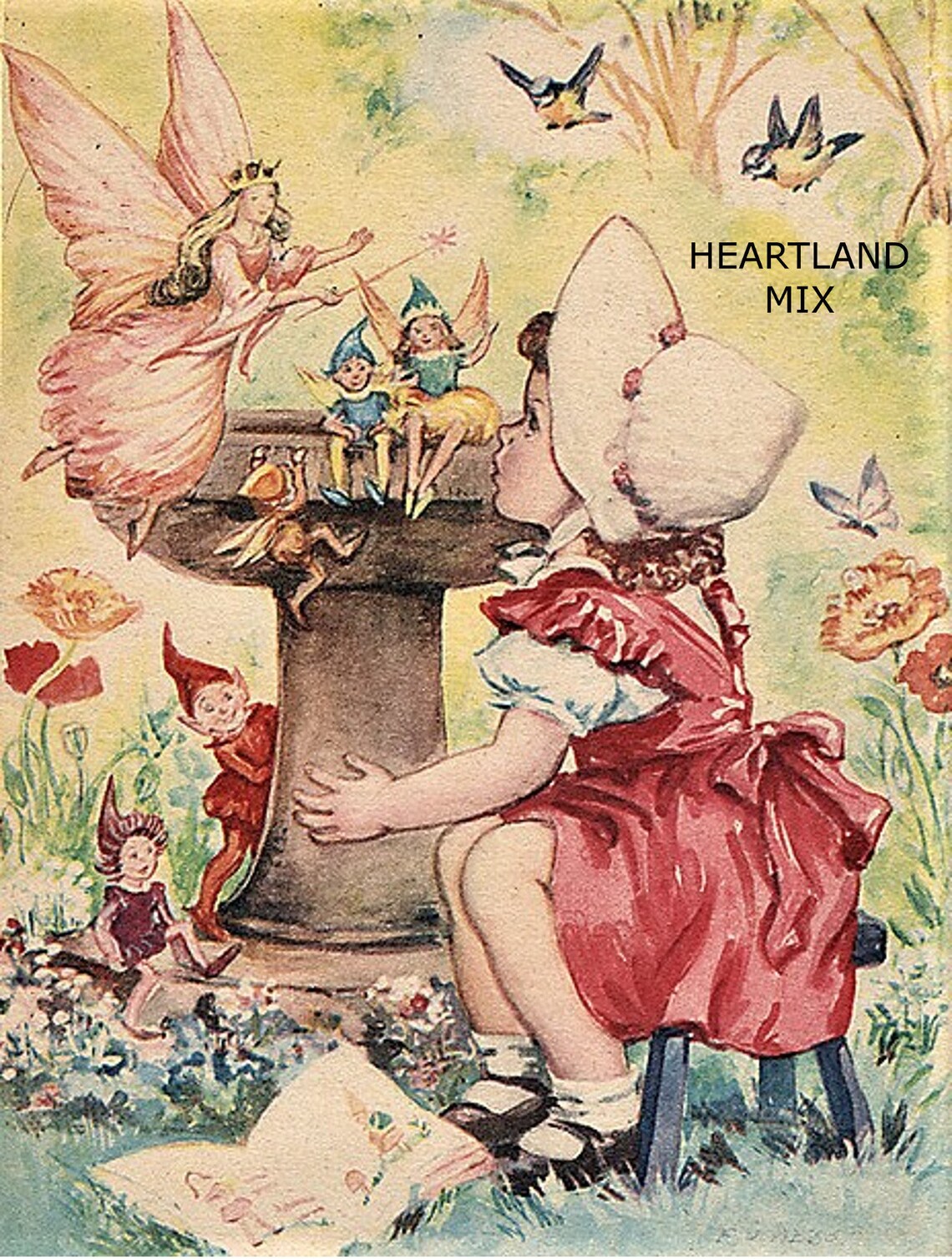 Vintage Digital Graphic Image Download Printable Fairy at the - Etsy