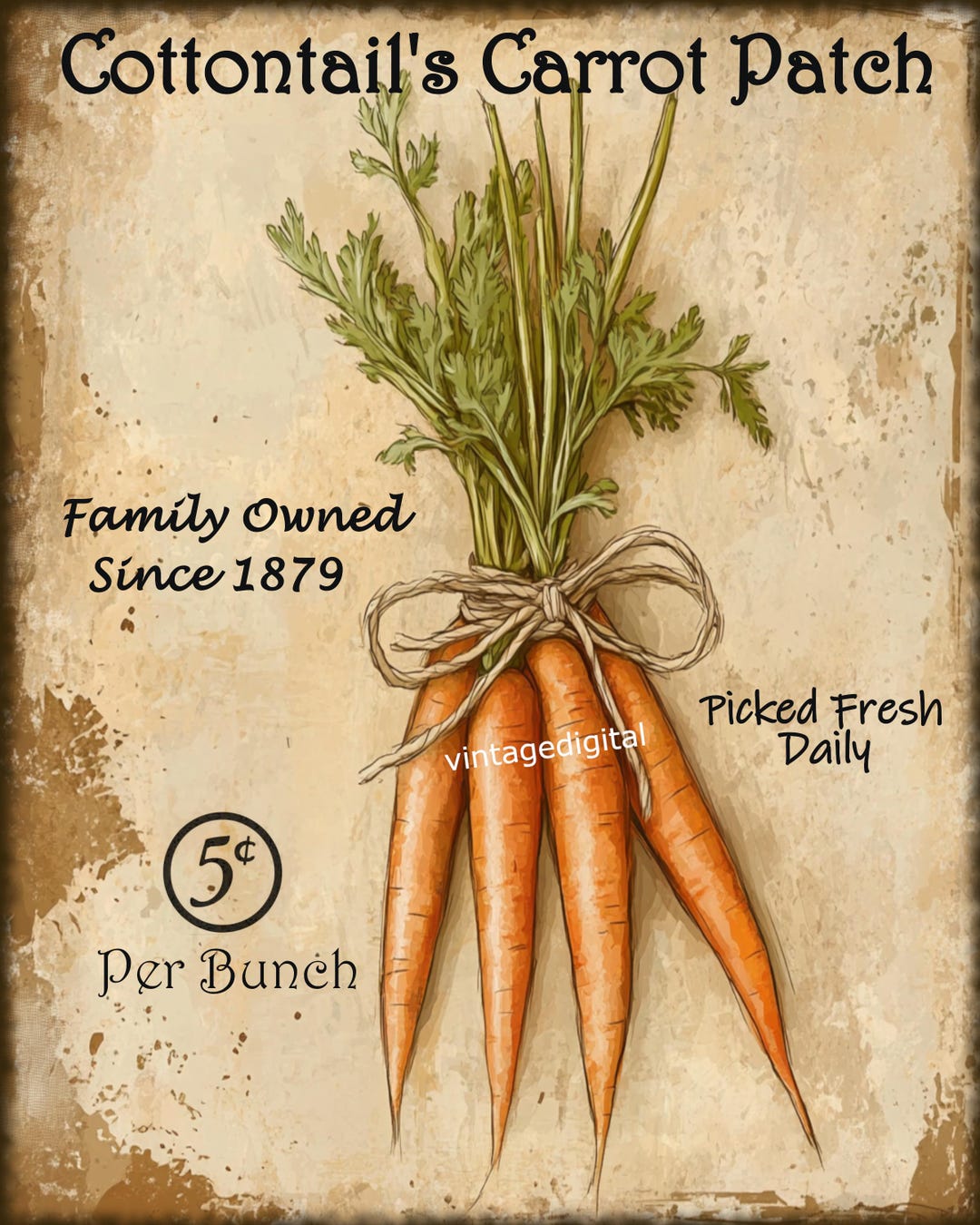 Vintage Primitive Farmhouse Cottontail's Carrot Patch Download ...